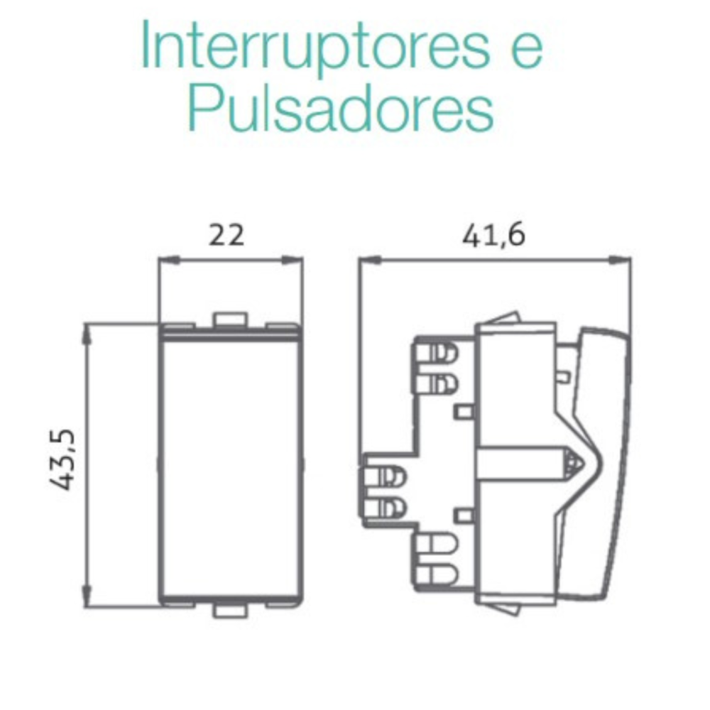 Módulo Interruptor Sleek Ebony Intermediário 10A 250V Preto Margirius ...
