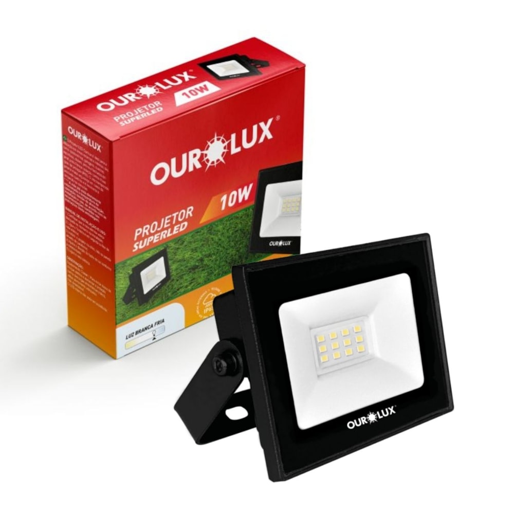 Refletor LED Slim 30W 6500K Bivolt Preto Ourolux - Loja Roma