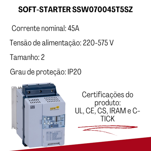 Soft Starter 45A 220-460V SSW07 Weg - Loja Roma